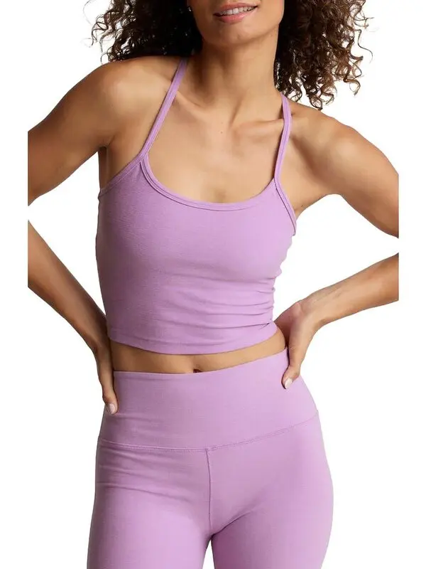 Beyond Yoga Space Dye Slim Racerback Crop Tank - Lilac Petal Heather
