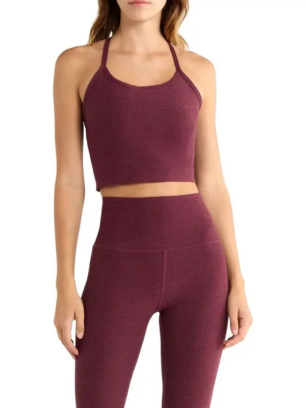 Beyond Yoga Space Dye Slim Racerback Crop Tank - Midnight Burgundy He
