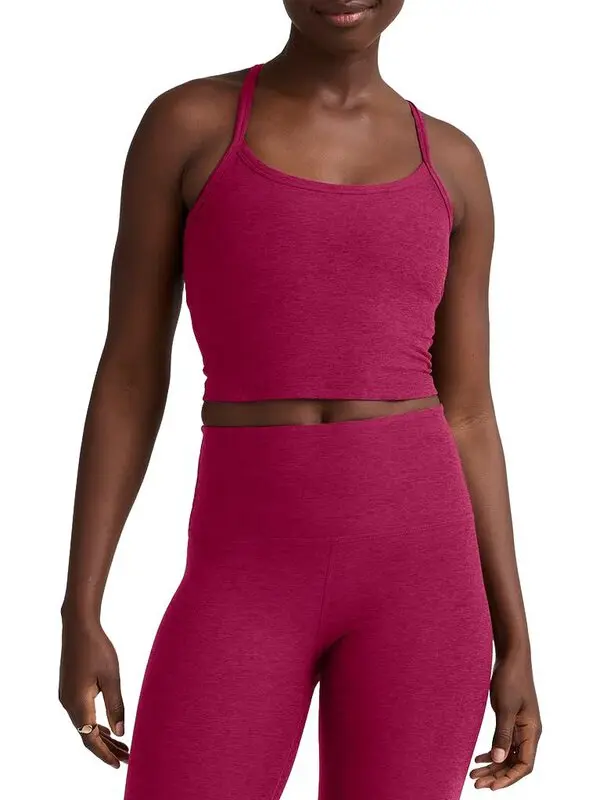 Beyond Yoga Space Dye Slim Racerback Crop Tank - Sangria Heather