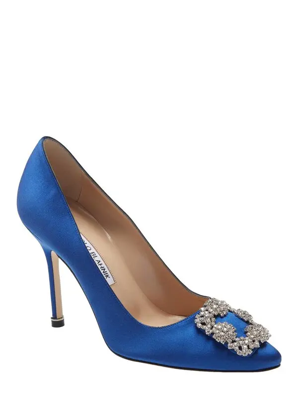 Manolo Blahnik Hangisi Pump - Blue Satin Clear/buckle