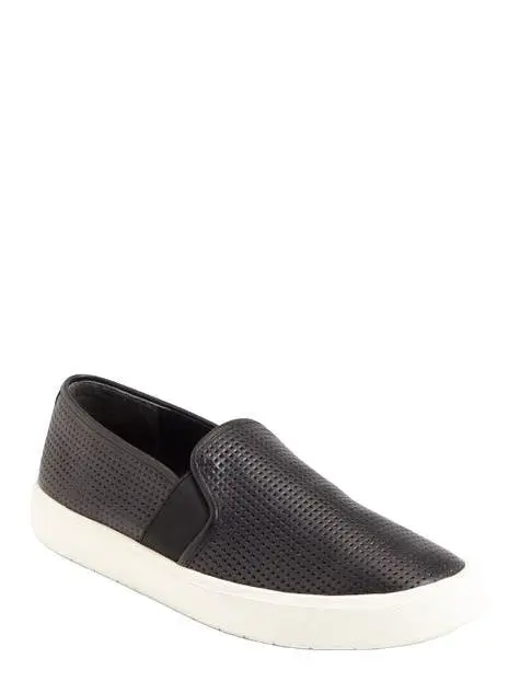 Vince Blair Slip-on Sneaker - Black Perforated Leather