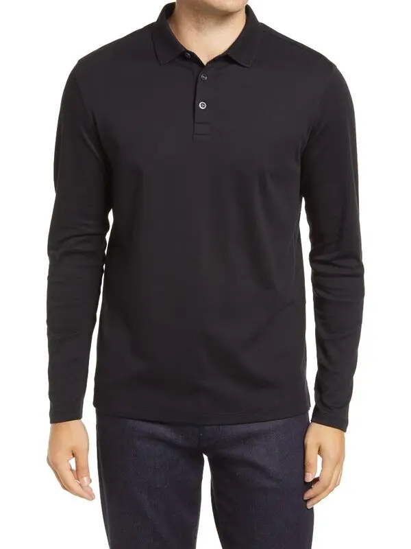 Robert Barakett Georgia Long Sleeve Polo - Black