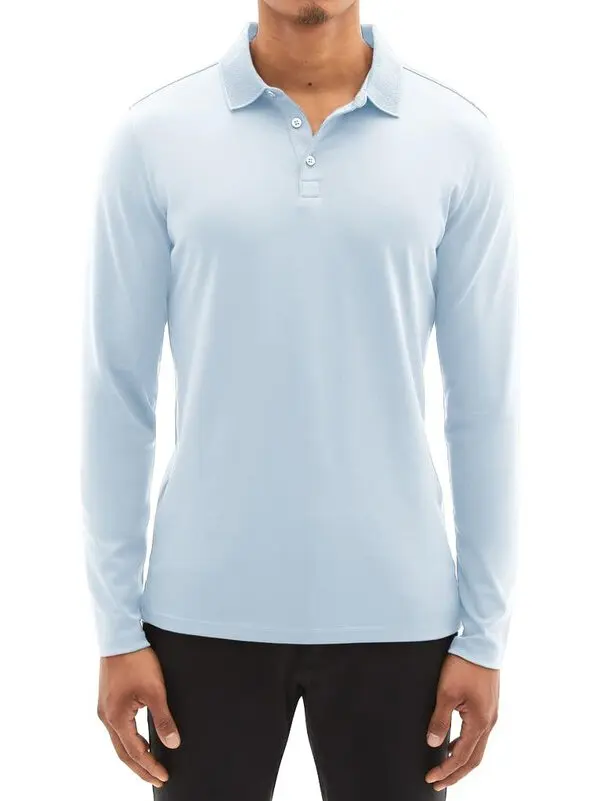 Robert Barakett Georgia Long Sleeve Polo - Blue Haze