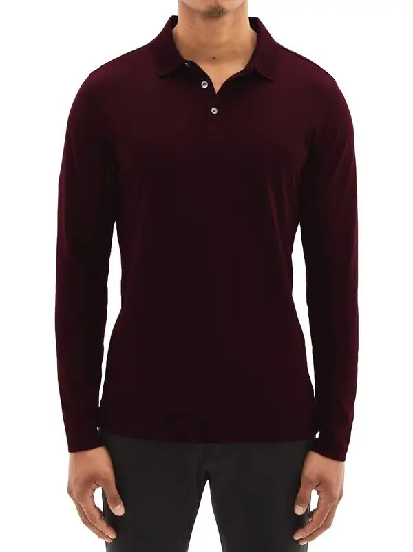 Robert Barakett Georgia Long Sleeve Polo - Cabernet