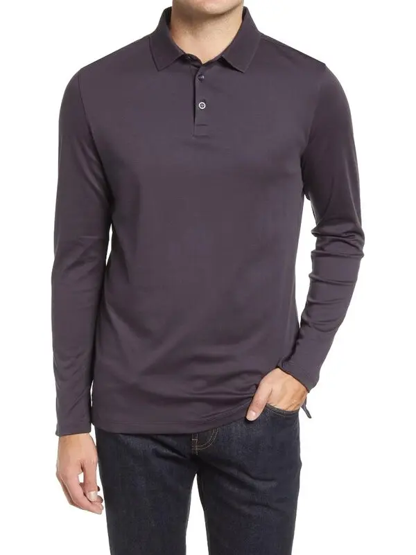 Robert Barakett Georgia Long Sleeve Polo - Deep Eggpl