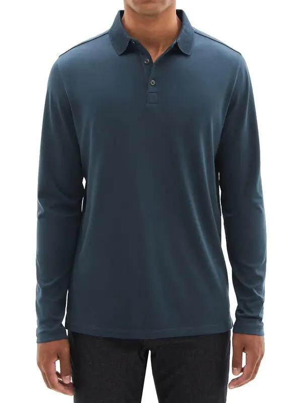 Robert Barakett Georgia Long Sleeve Polo - Night Teal