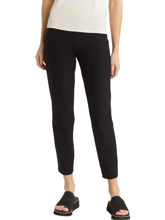 Eileen Fisher Stretch Crepe Slim Ankle Pants - Black