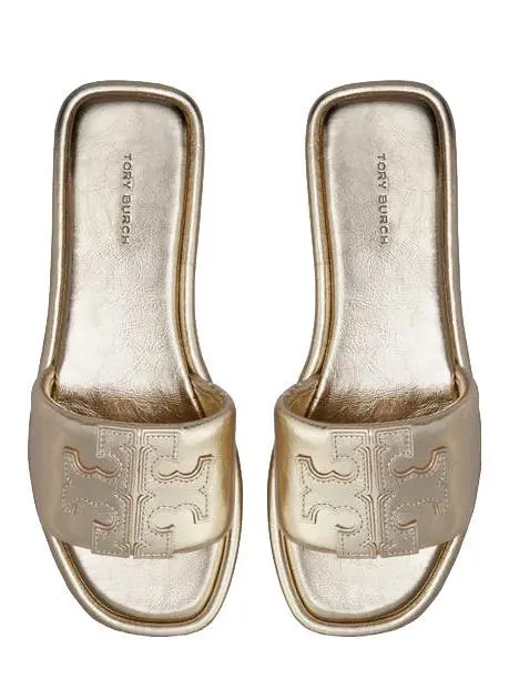Tory Burch Double-t Leather Sport Slide Sandal - Spark Gold