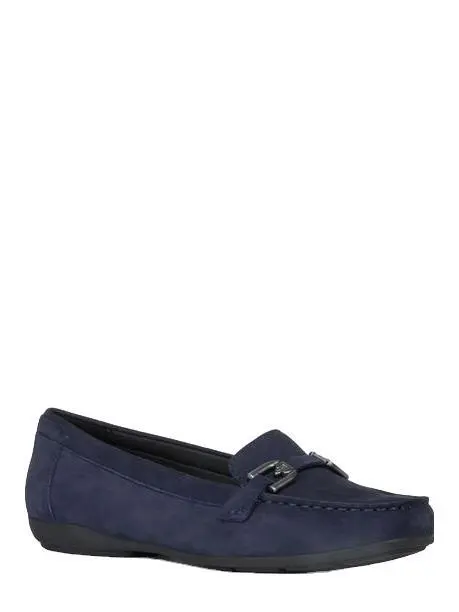 Geox Annytah Waterproof Loafer - Dark Blue Nubuck Leather