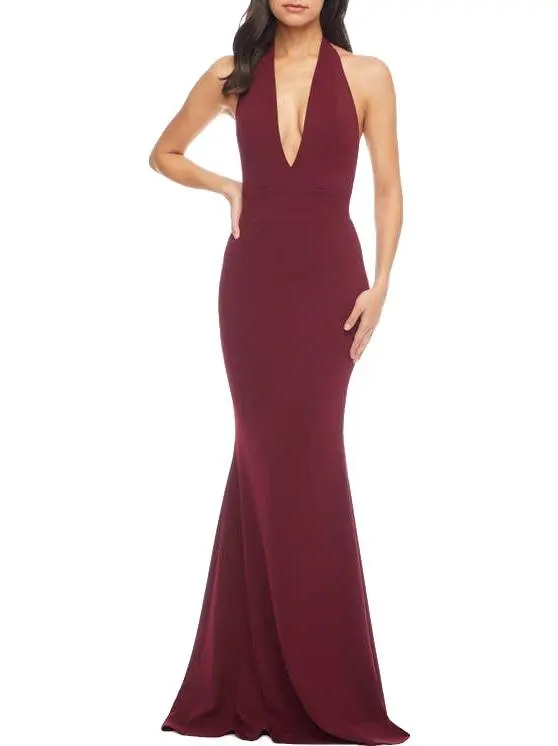 Dress The Population Camden Mermaid Hem Evening Gown - Burgundy