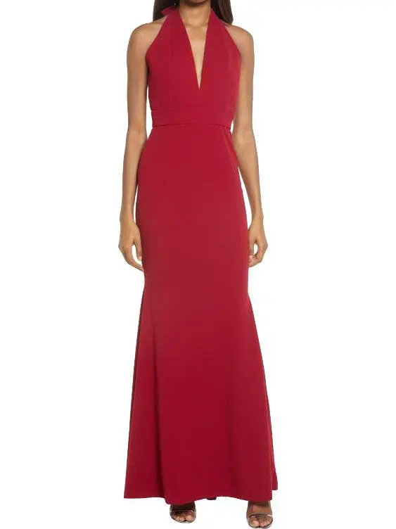 Dress The Population Camden Mermaid Hem Evening Gown - Garnet