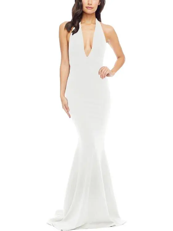 Dress The Population Camden Mermaid Hem Evening Gown - White
