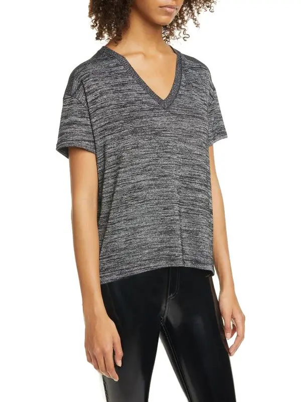 Rag & Bone Hudson V-neck Top - Black Heather