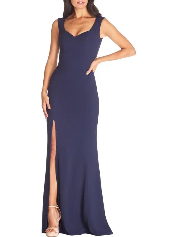 Dress The Population Monroe Side Slit Gown - Midnight Blue