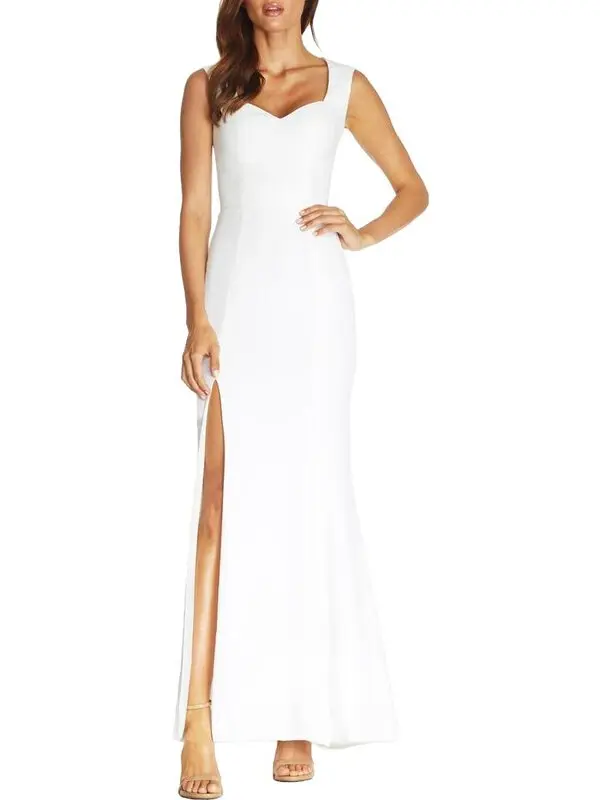 Dress The Population Monroe Side Slit Gown - White