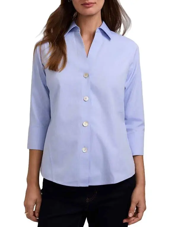 Foxcroft Paityn Non-iron Cotton Shirt - Blue Wave