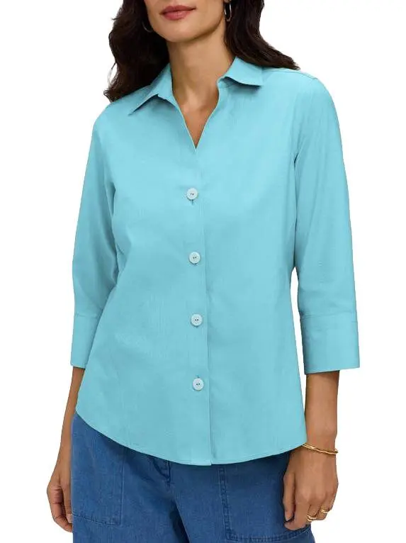 Foxcroft Paityn Non-iron Cotton Shirt - Capri Blue