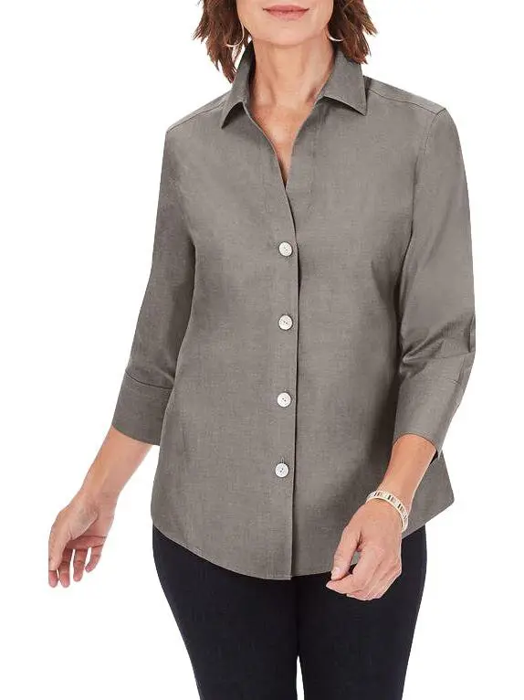 Foxcroft Paityn Non-iron Cotton Shirt - Charcoal