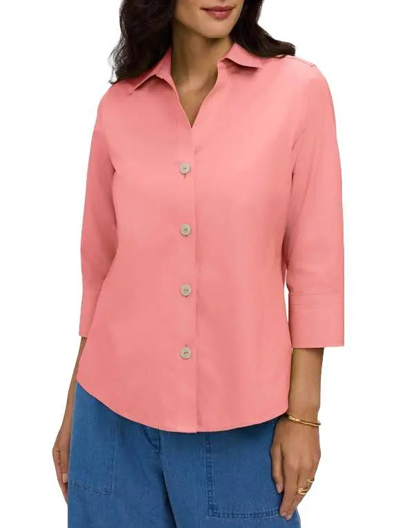 Foxcroft Paityn Non-iron Cotton Shirt - Coral Reef Red