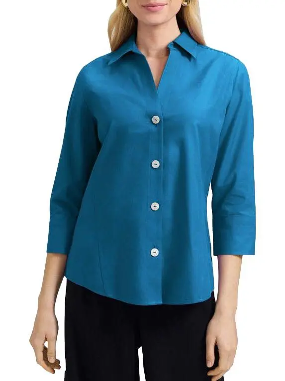 Foxcroft Paityn Non-iron Cotton Shirt - Teal