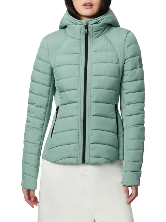 Bernardo Hooded Quilted Water Repellent Jacket - Misty Green