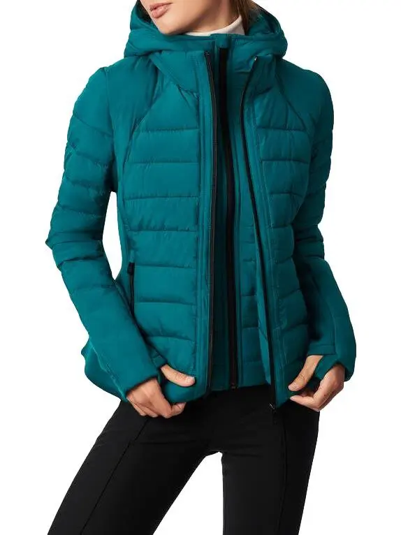 Bernardo Hooded Quilted Water Repellent Jacket - Shadded Spruce