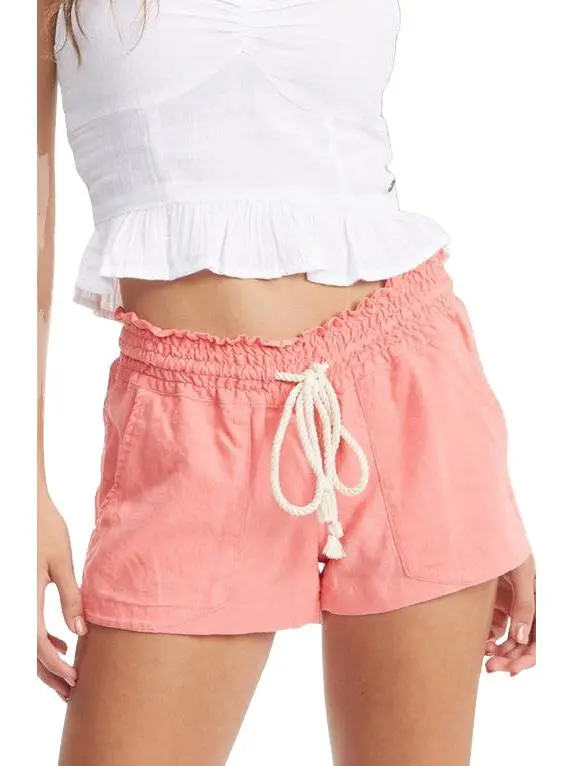 Roxy Oceanside Linen Blend Shorts - Strawberry Pink