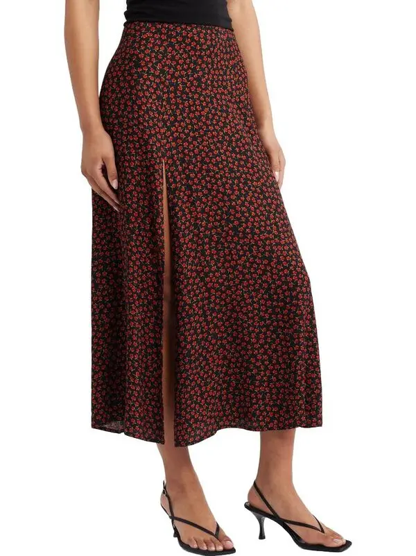 REFORMATION Zoe Side Slit Midi Skirt - Rowan