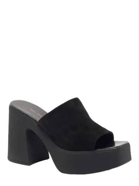 Free People Zoe Platform Slide Sandal - Black Tide Suede