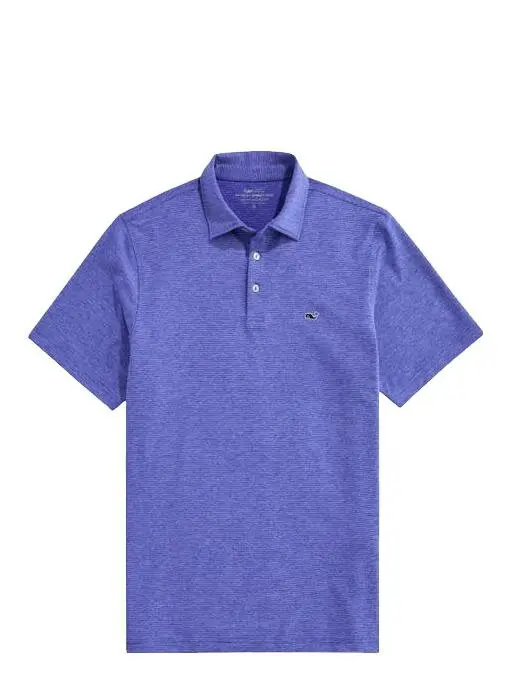 Vineyard Vines Jean Stripe Sankaty Performance Polo - Dazzling Blue/white