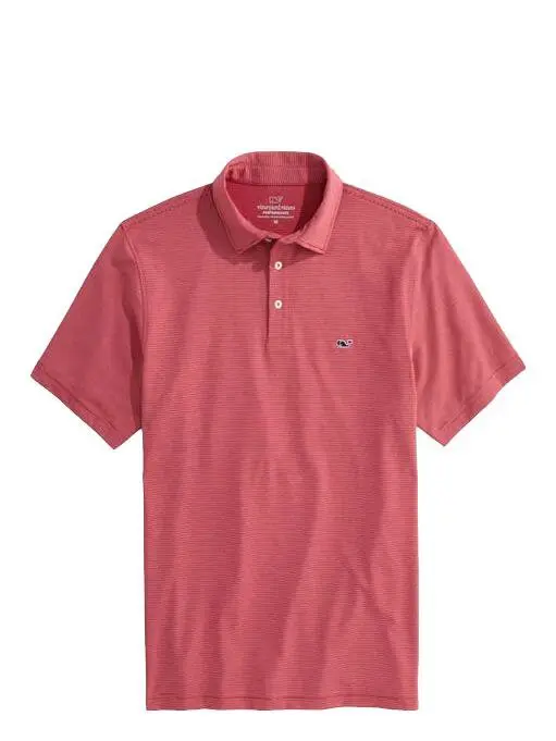 Vineyard Vines Jean Stripe Sankaty Performance Polo - Lighthouse Red
