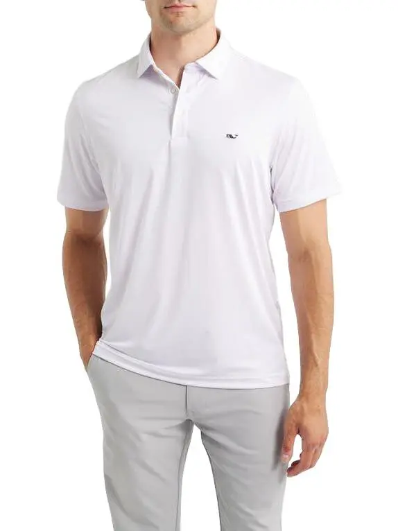 Vineyard Vines Jean Stripe Sankaty Performance Polo - White
