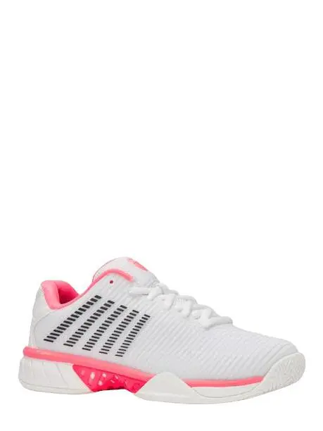 K-Swiss Hypercourt Express 2 Athletic Tennis Shoe - White/neon Pastel Pink/black