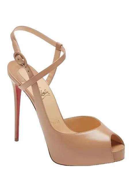CHRISTIAN LOUBOUTIN Jenlove Peep Toe Stiletto Sandals - Nude