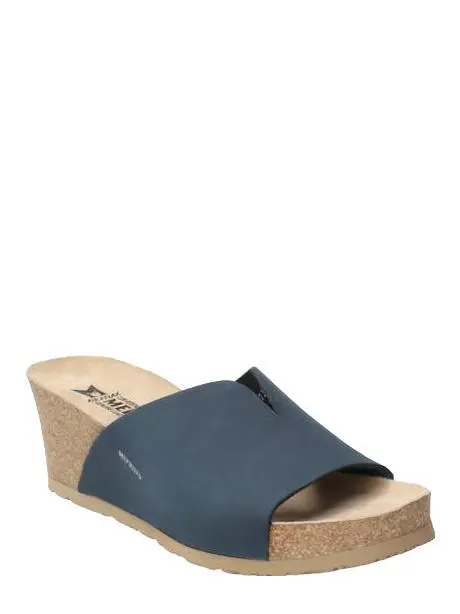 Mephisto Lisane Wedge Slide Sandal - Navy Nubuck Leather