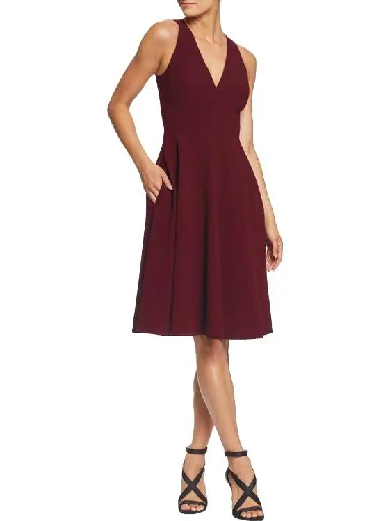 Dress The Population Catalina Fit & Flare Cocktail Dress - Burgundy