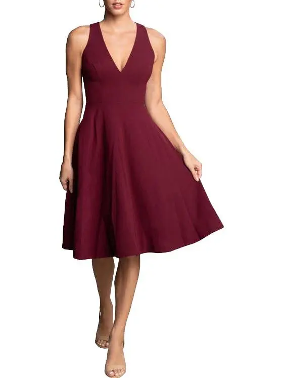 Dress The Population Catalina Fit & Flare Cocktail Dress - Dark Magenta