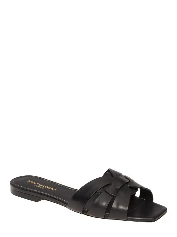 Saint Laurent Tribute Nu Pieds Slide Sandal - 1000-nero