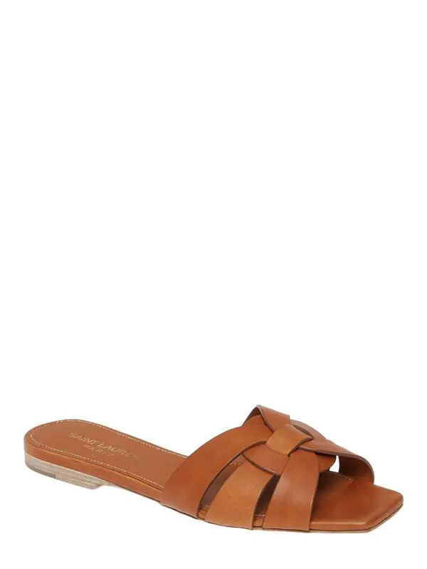 Saint Laurent Tribute Nu Pieds Slide Sandal - Ambra