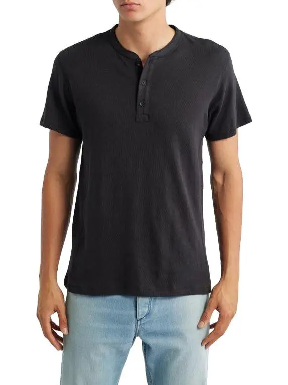 Rag & Bone Classic Short Sleeve Henley - Jet Black