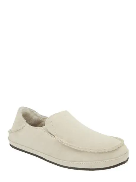 Olukai Nohea Nubuck Slipper - Bone/bone