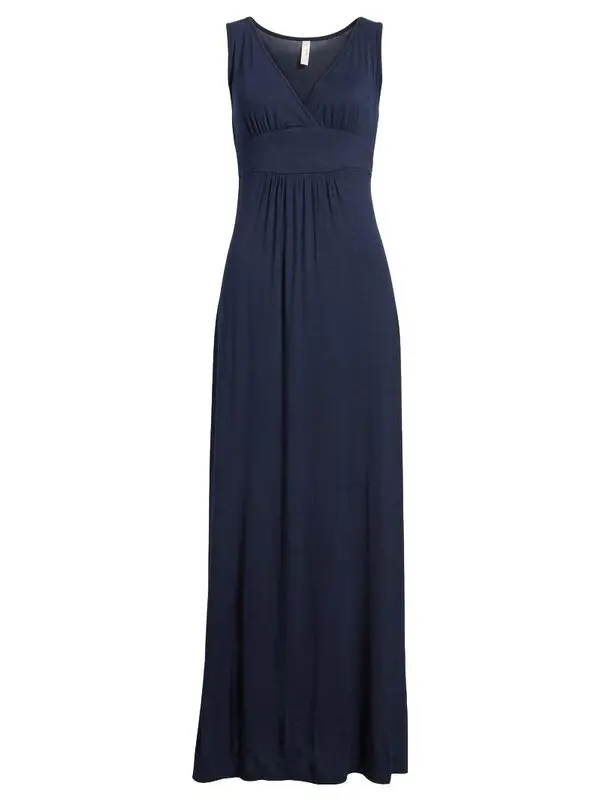 Loveappella V-neck Jersey Maxi Dress - Midnight