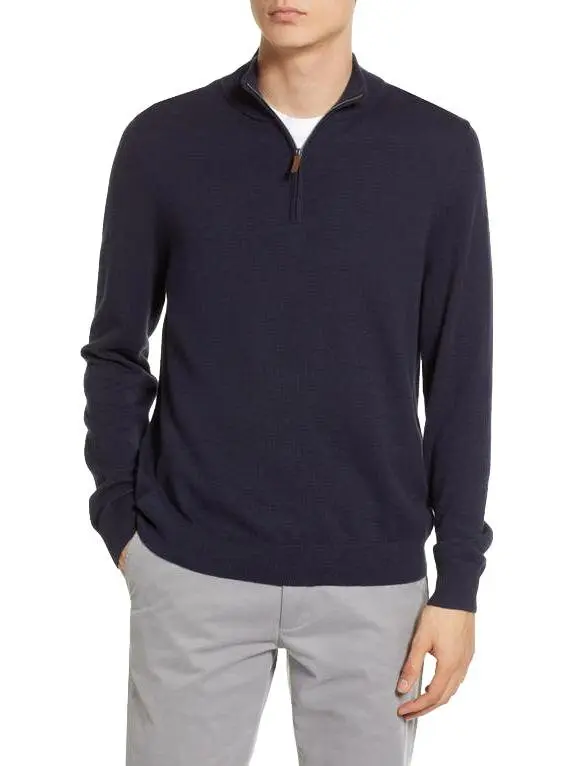 Nordstrom Cotton & Cashmere Half Zip Pullover Sweater - Navy Night