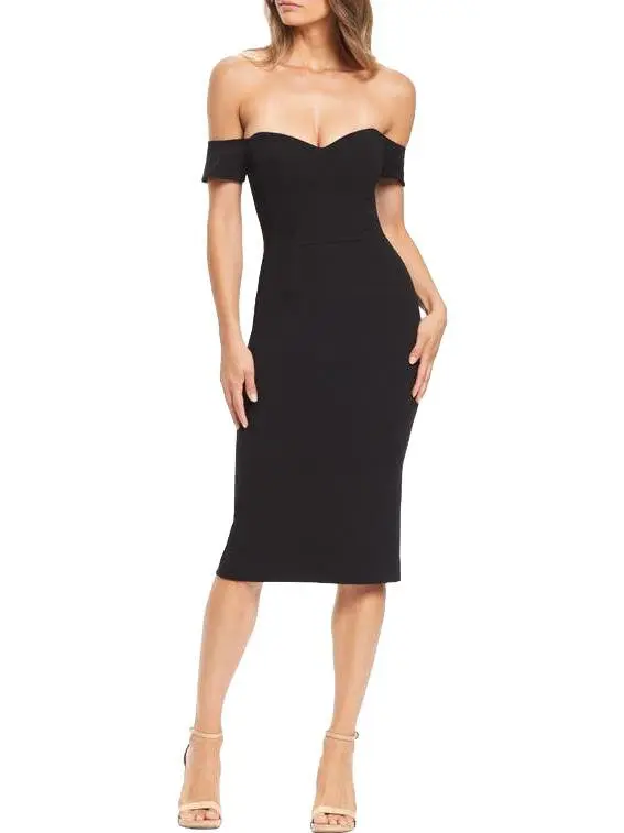 Dress The Population Bailey Off-the-shoulder Bodycon Dress - Black