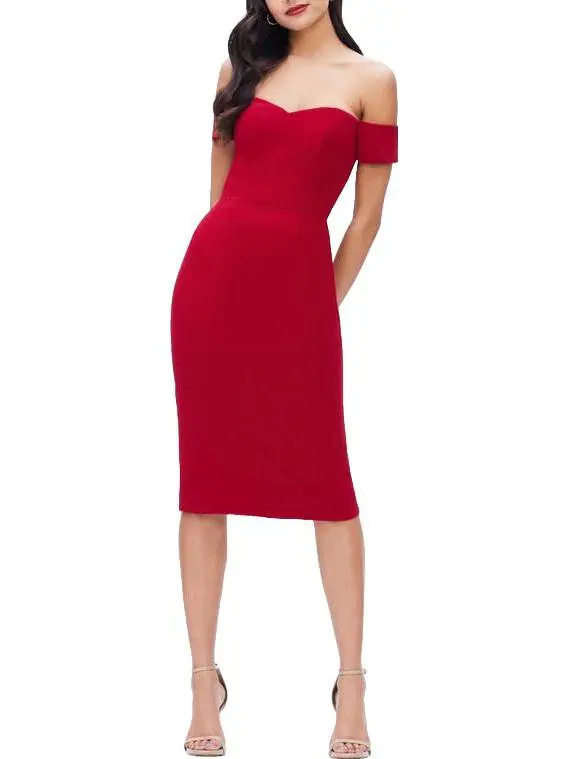 Dress The Population Bailey Off-the-shoulder Body-con Dress - Garnet