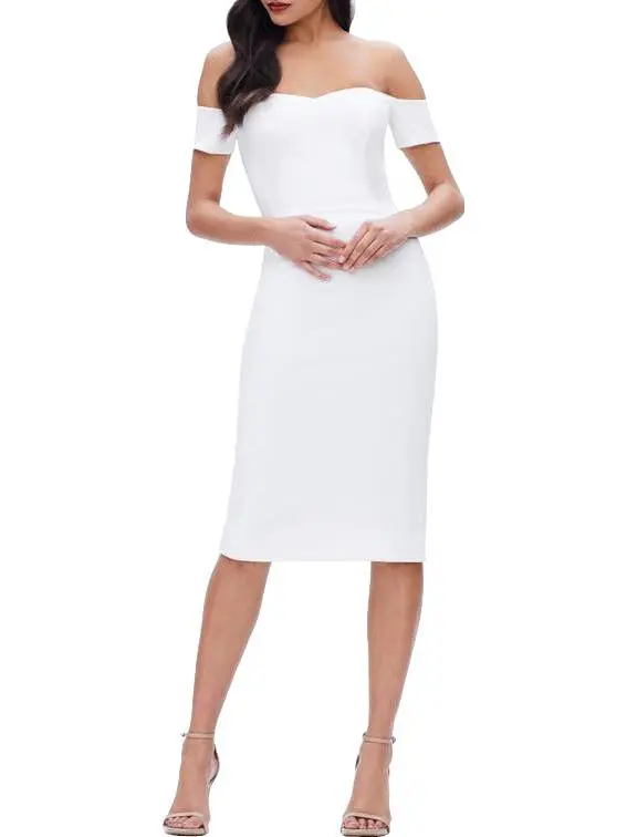 Dress The Population Bailey Off-the-shoulder Bodycon Dress - Off White