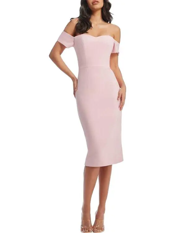 Dress The Population Bailey Off-the-shoulder Body-con Dress - Vintage Pink