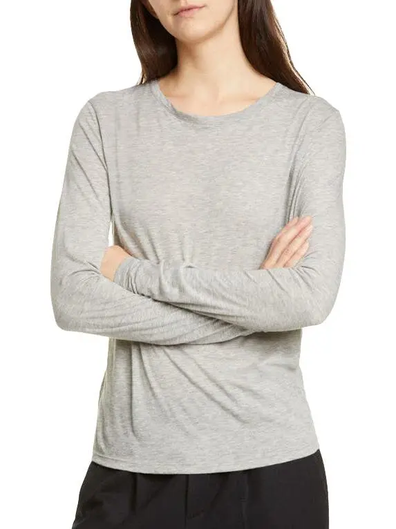 Vince Essential Long Sleeve Crewneck Tee - Heather Grey