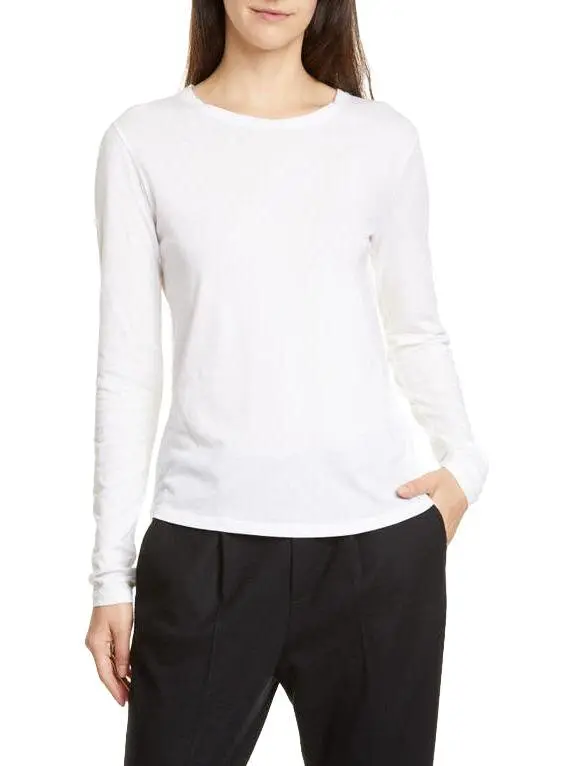 Vince Essential Long Sleeve Crewneck Tee - Optic White