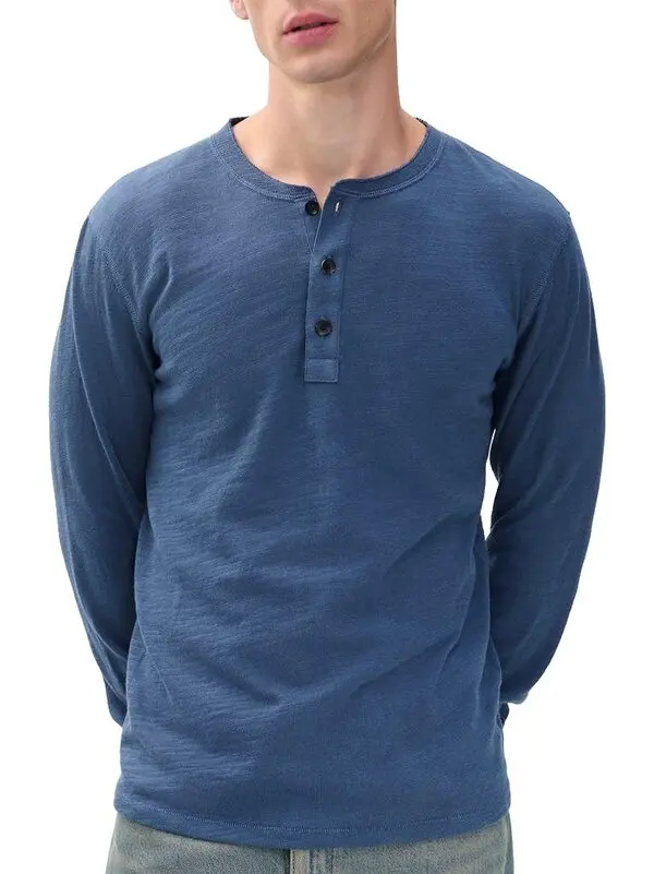 Rag & Bone Classic Slim Fit Henley - Blue
